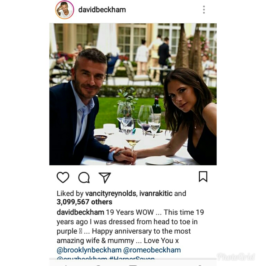 PHOTO: David and Victoria Beckham Celebrate 19-years Wedding ...
